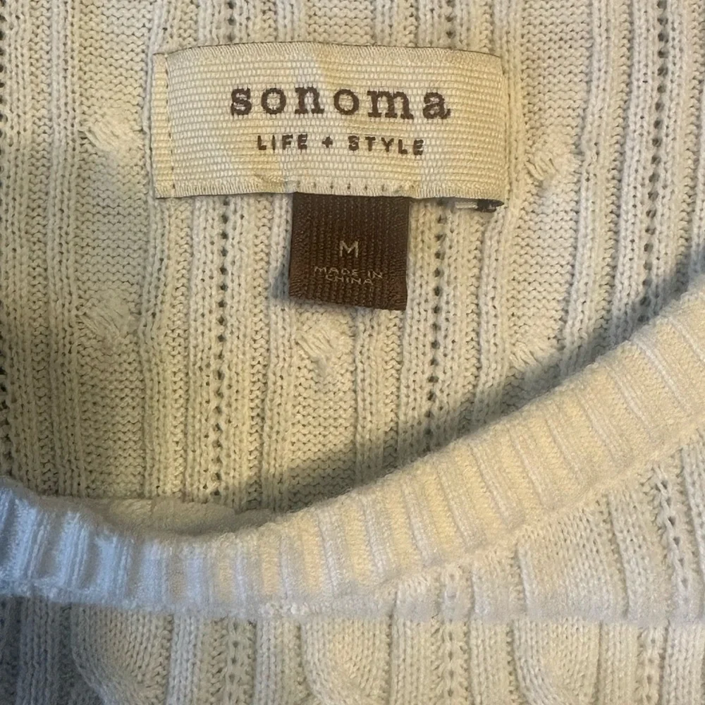 Sonoma | Sweaters | Sonoma White Cableknit Crewneck Sweater With ...